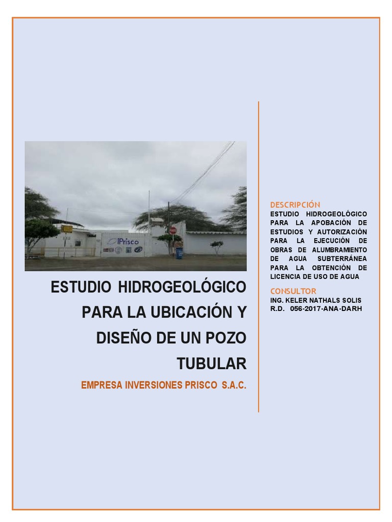 Estudio Hidrogeológico INVERSIONES PRISCO | PDF | Agua subterránea | Agua