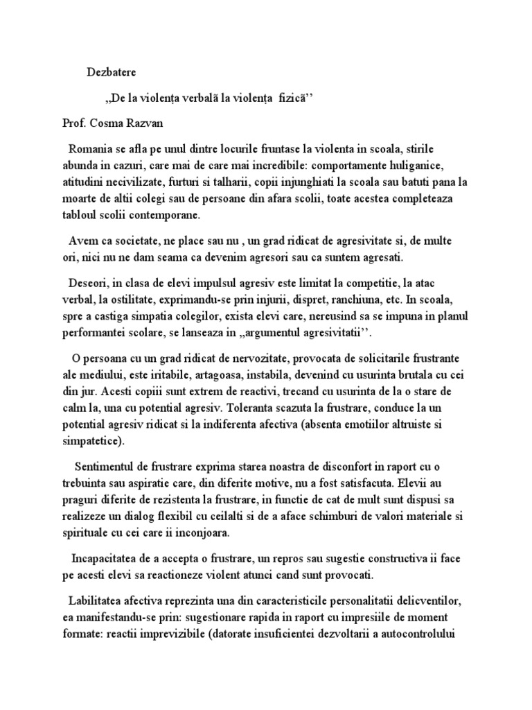 De La Violenta Verbala La Violenta Fizica | PDF