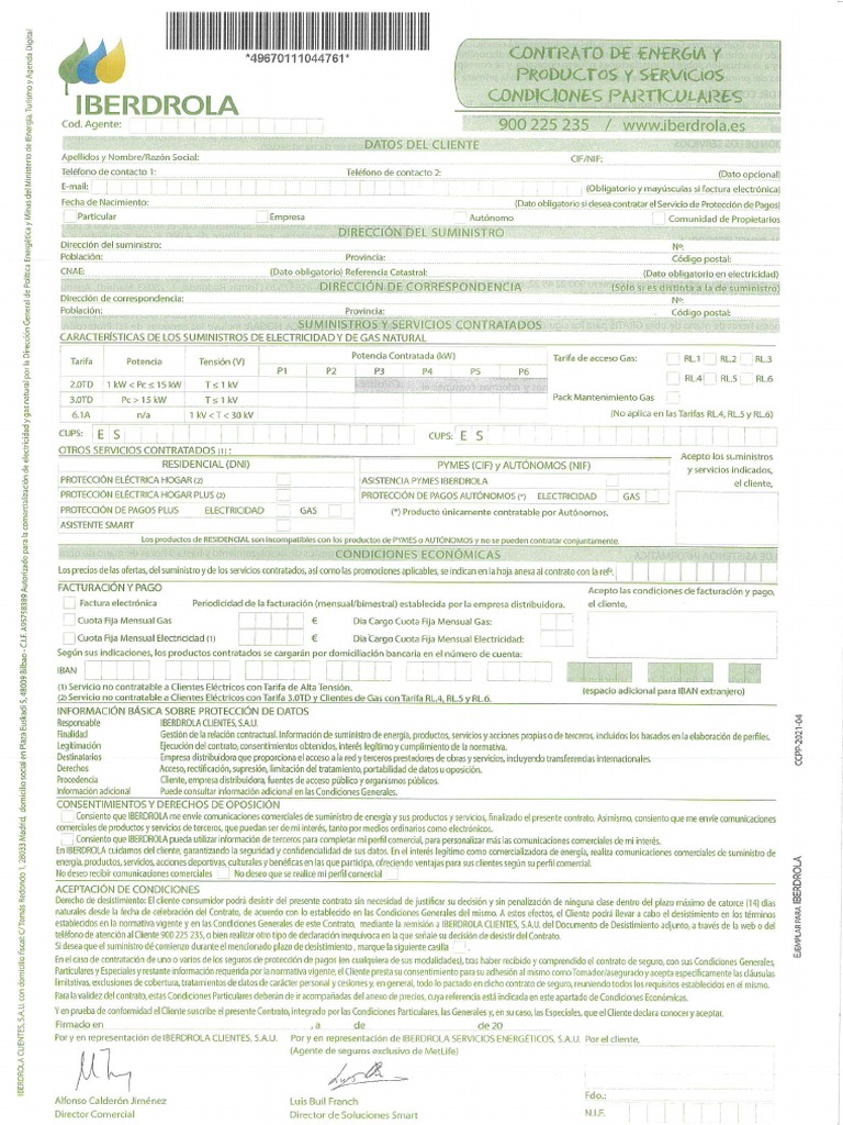 Contrato Iberdrola | PDF