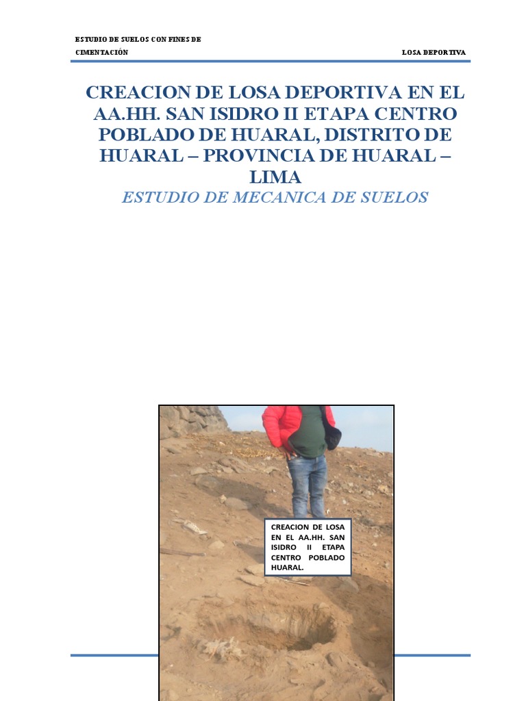 INFORME ESTUDIO DE SUELOS LOSA DEPORTIVA | PDF | Fundación (Ingeniería) | Costa