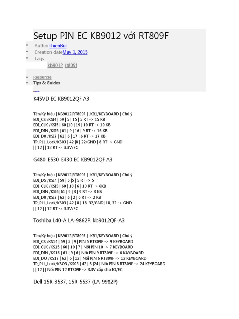 Setup PIN EC KB9012 | PDF | Computing | Computer Science