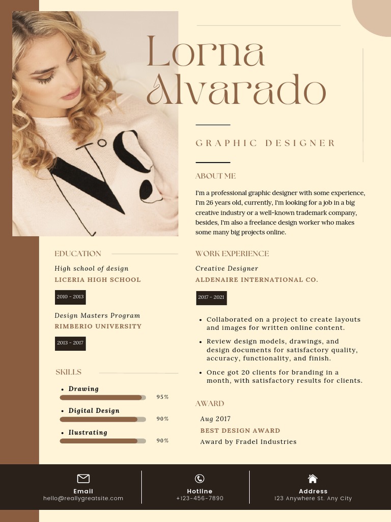 Cream and Brown Aesthetic Graphic Designer Resume | PDF