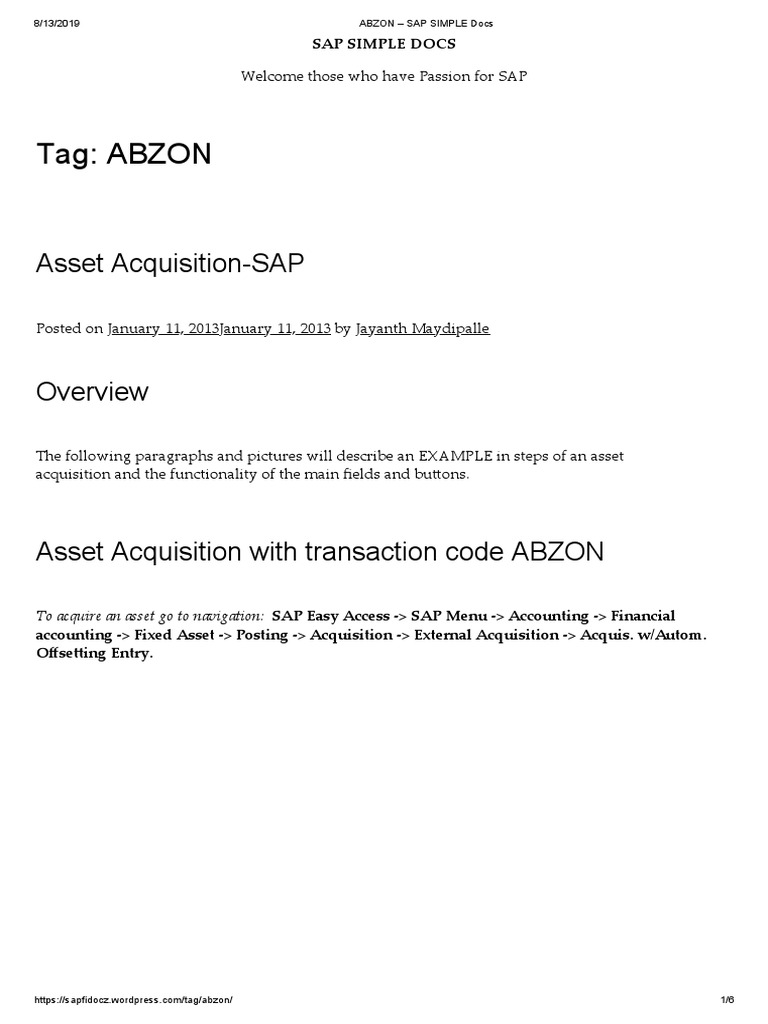 Abzon - Sap Simple Docs | PDF | Debits And Credits | Financial Services