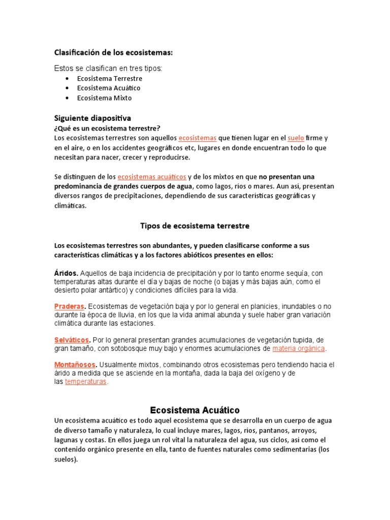 Clasificación de Los Ecosistemas | PDF | Ecosistema | Agua