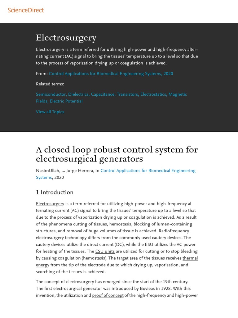 Electrosurgery: A Closed Loop Robust Control System For Electrosurgical Generators | PDF ...