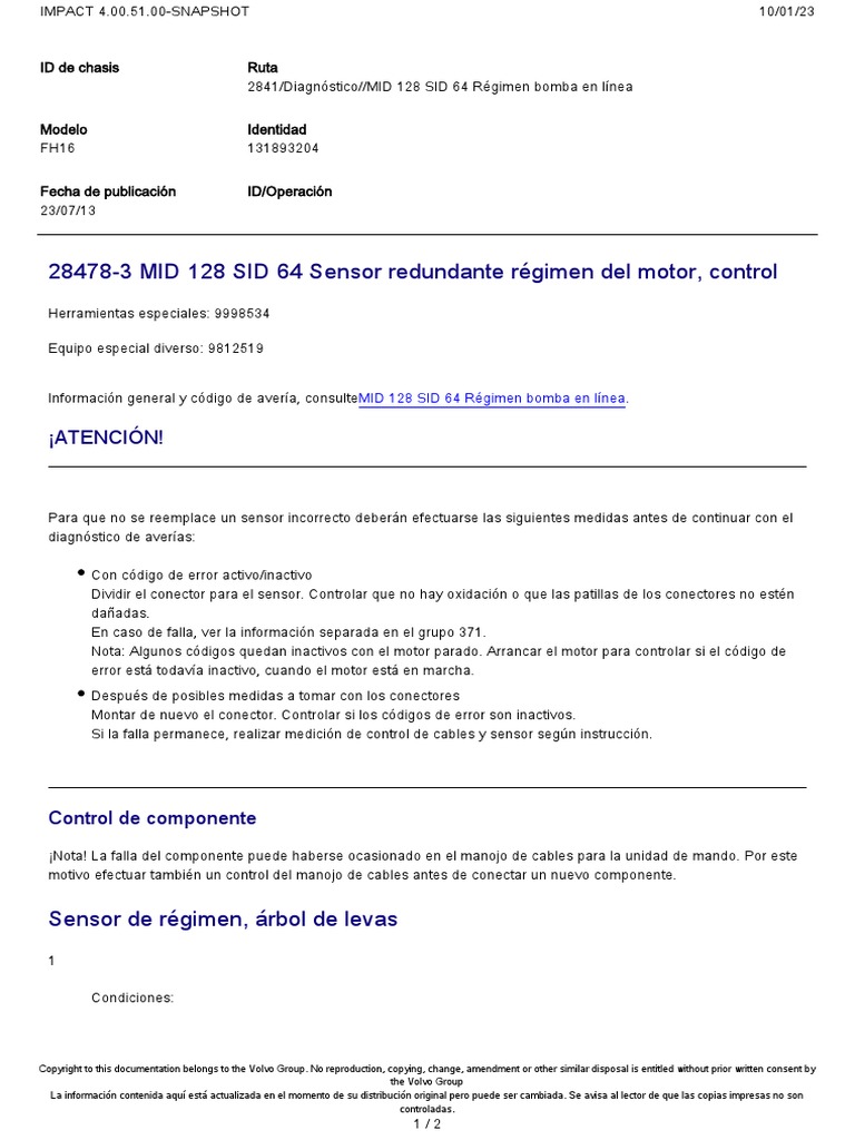 28478-3 MID 128 SID 64 Sensor Redundante Régimen Del Motor, Control | PDF | Bienes ...