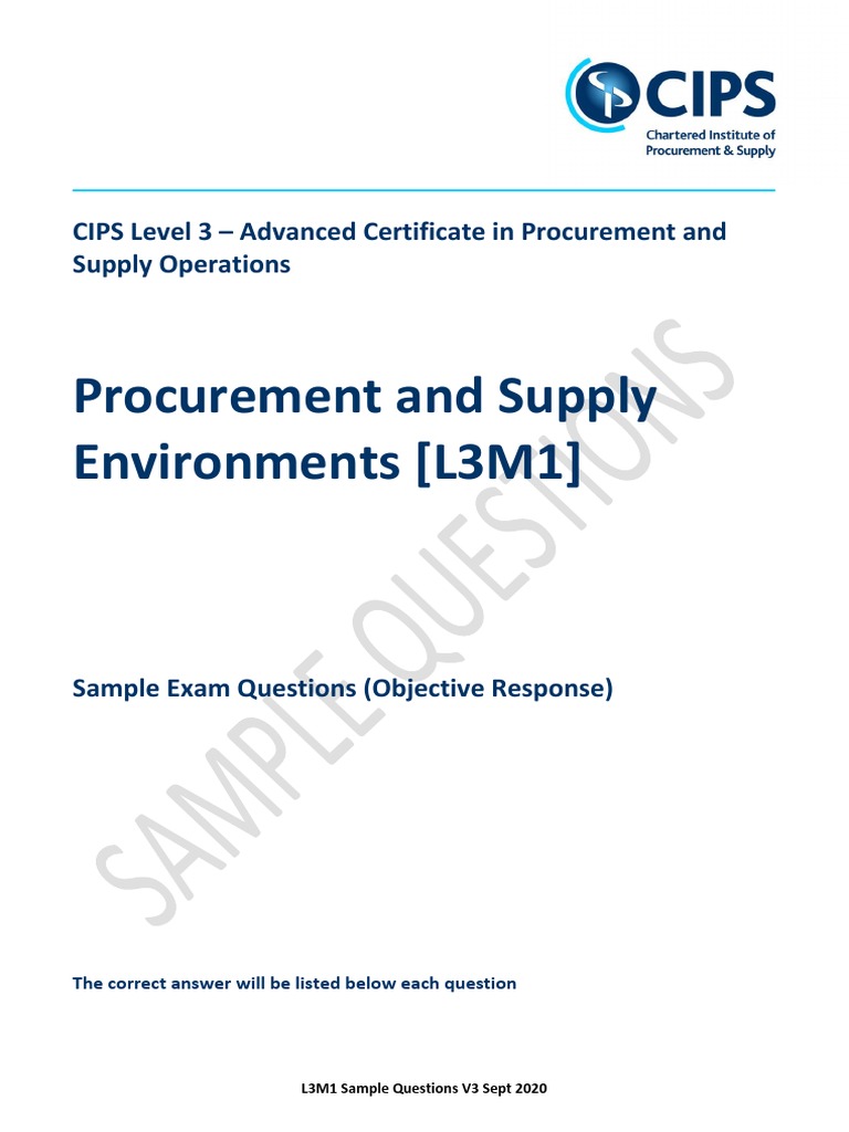 Cips L3M1 | PDF | Procurement | Option (Finance)
