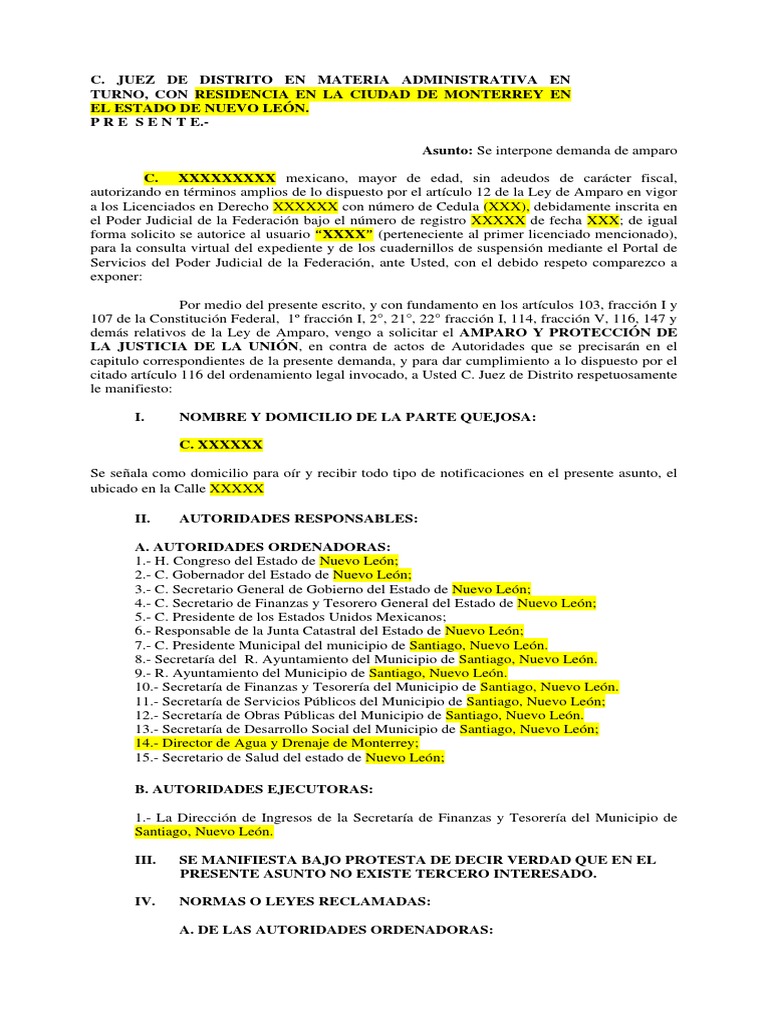 Amparo Predial y Servicios Publicos Formato | PDF | Impuestos ...