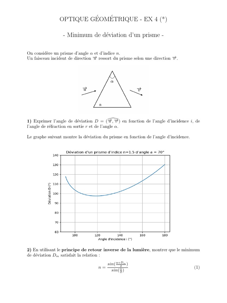 EX4 Minimum Deviation Prisme | PDF