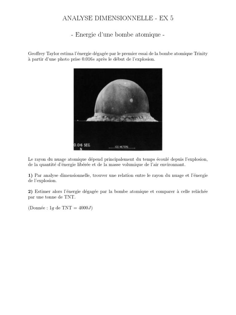 Estimation de l'énergie d'une bombe atomique | PDF