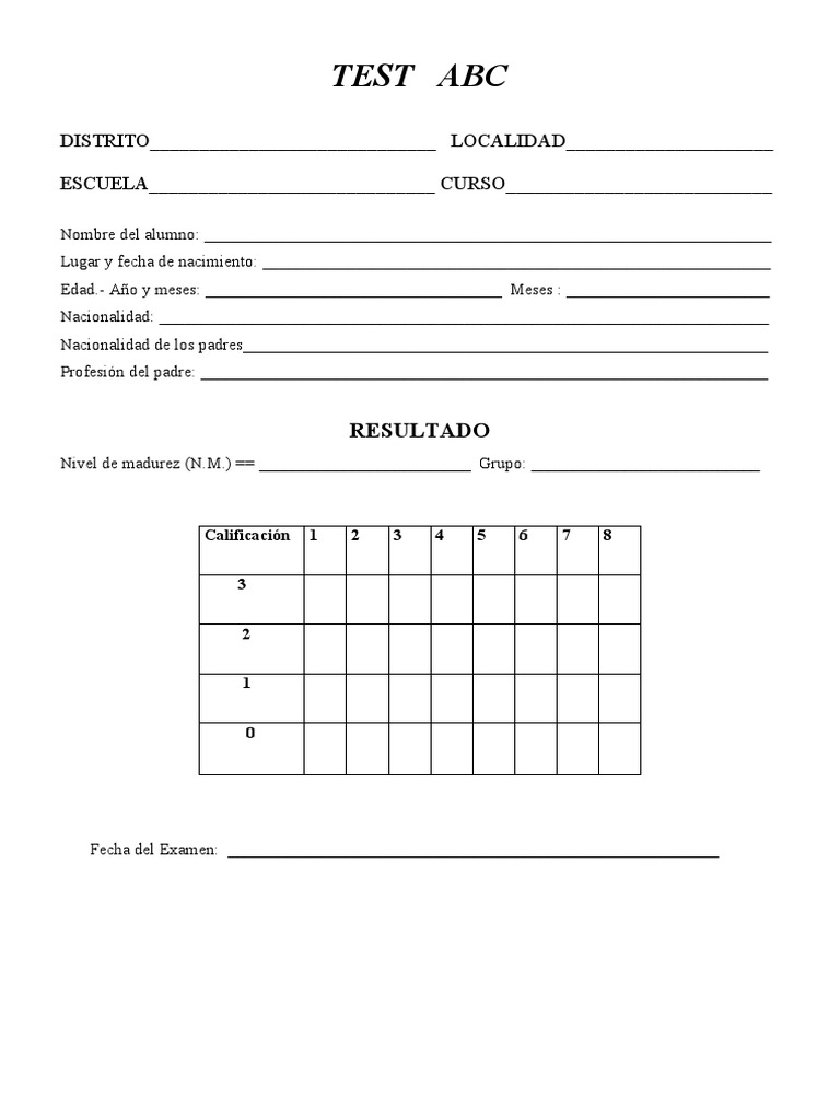 Protocolo ABC: Evaluación de Test | PDF
