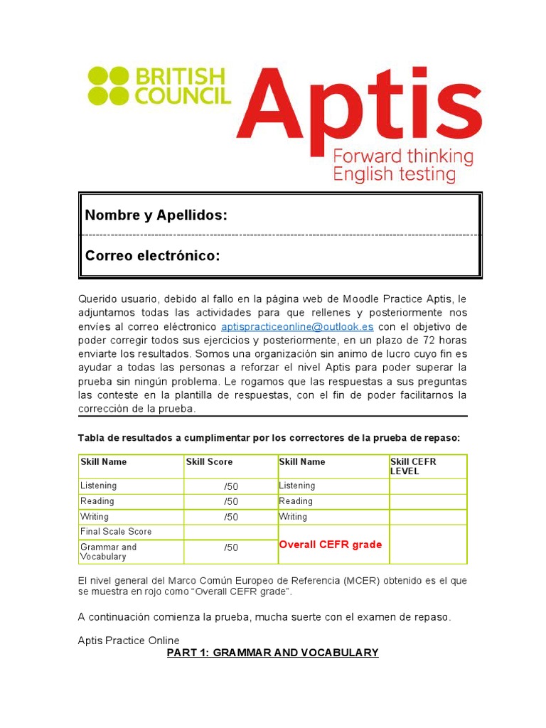 Aptis Practice Exam Instructions | PDF | Manufactured Goods