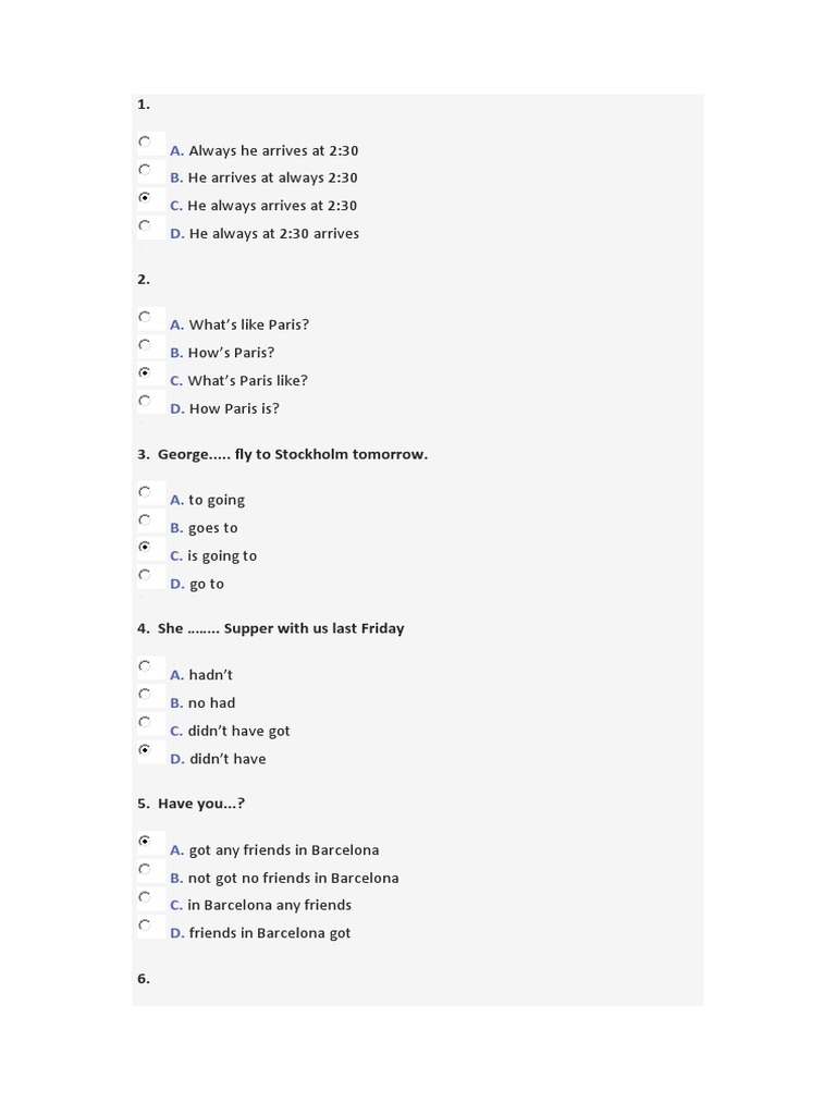 Grammar Aptis C1answer Key | PDF