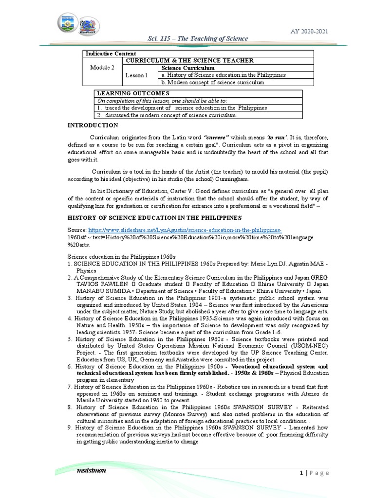 Modern Concept of Science Curriculum | PDF | Curriculum | Teaching Method
