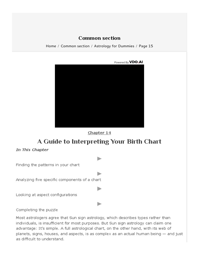 A Guide To Interpreting Your Birth Chart Astrology For Dummies PDF