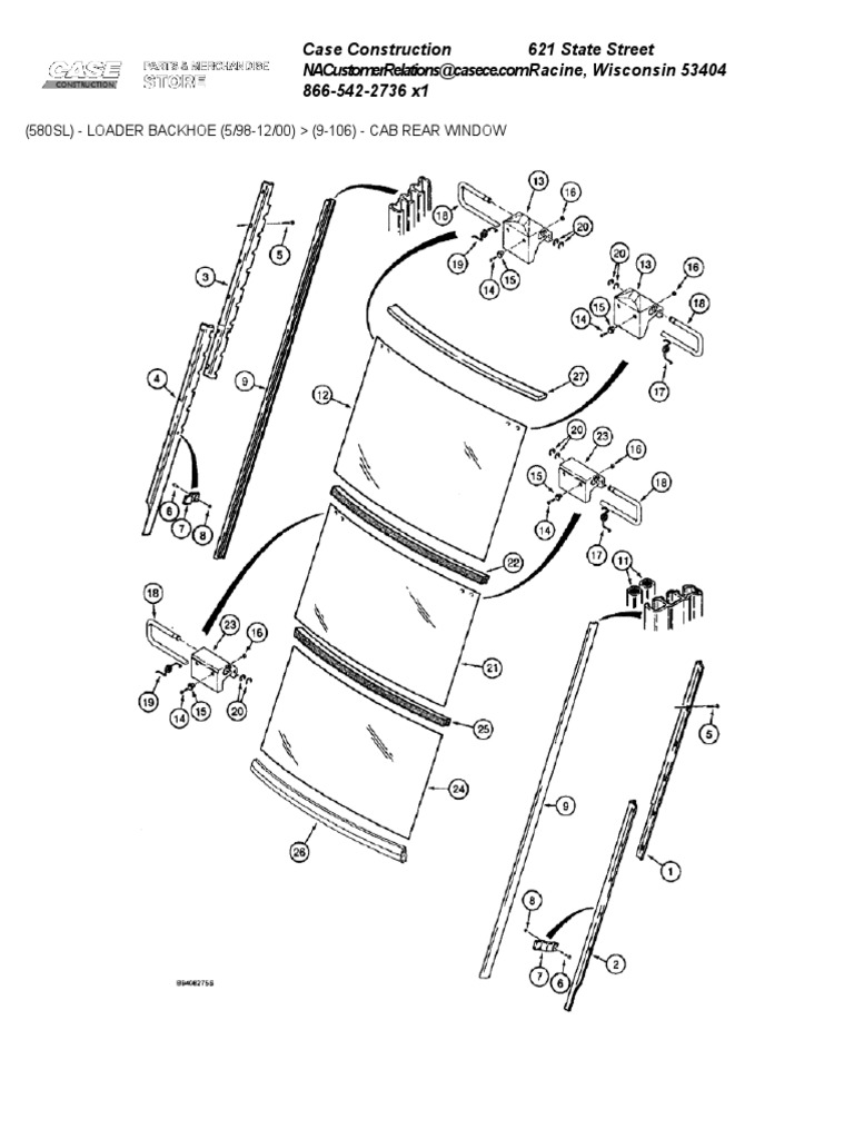 Case Construction 580SL Loader Backhoe Cab Rear Window Brackets | PDF ...