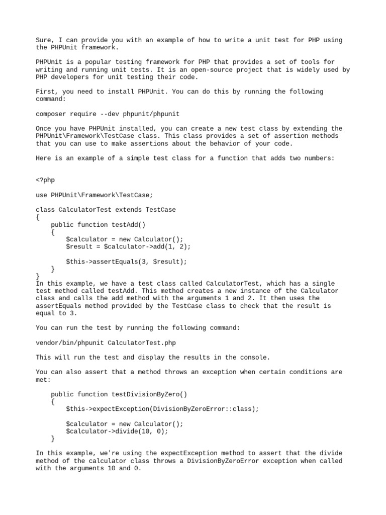 Unit Testing in PHP Intro | PDF | Unit Testing | Computer Engineering