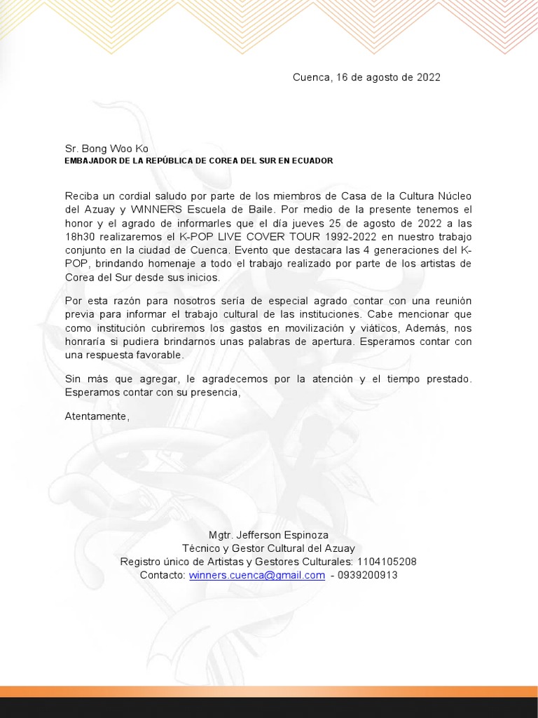 Modelo Carta De Invitación Formal A Una Autoridad Autoguardado Pdf