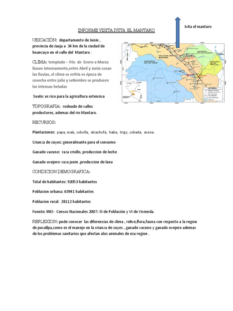 Informe Visita Ivita El Mantaro | PDF
