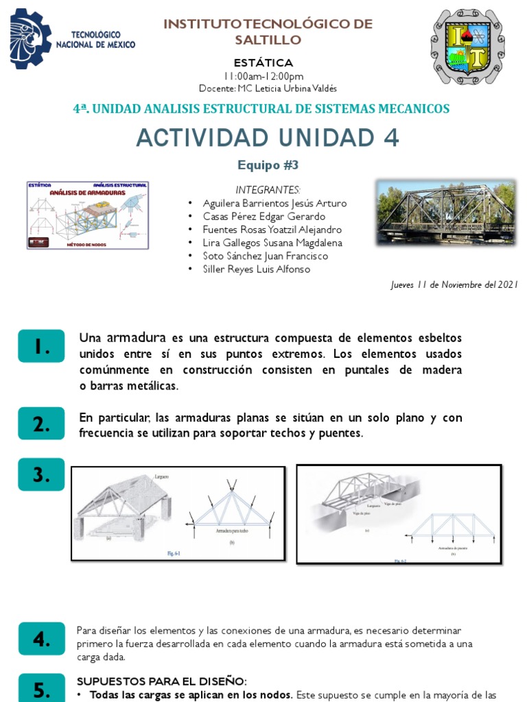 Trabajo U4 Estática | PDF | Braguero | Ecuaciones