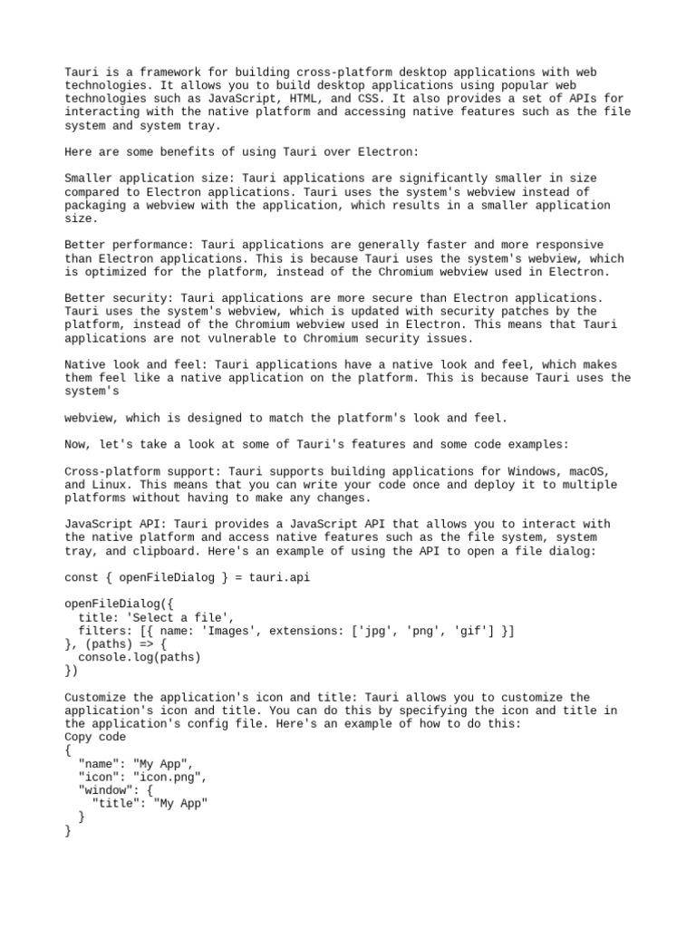 Tauri Framework Intro | PDF