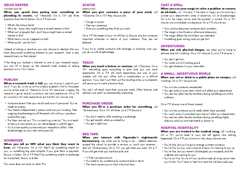 Basic Moves Sheet | PDF