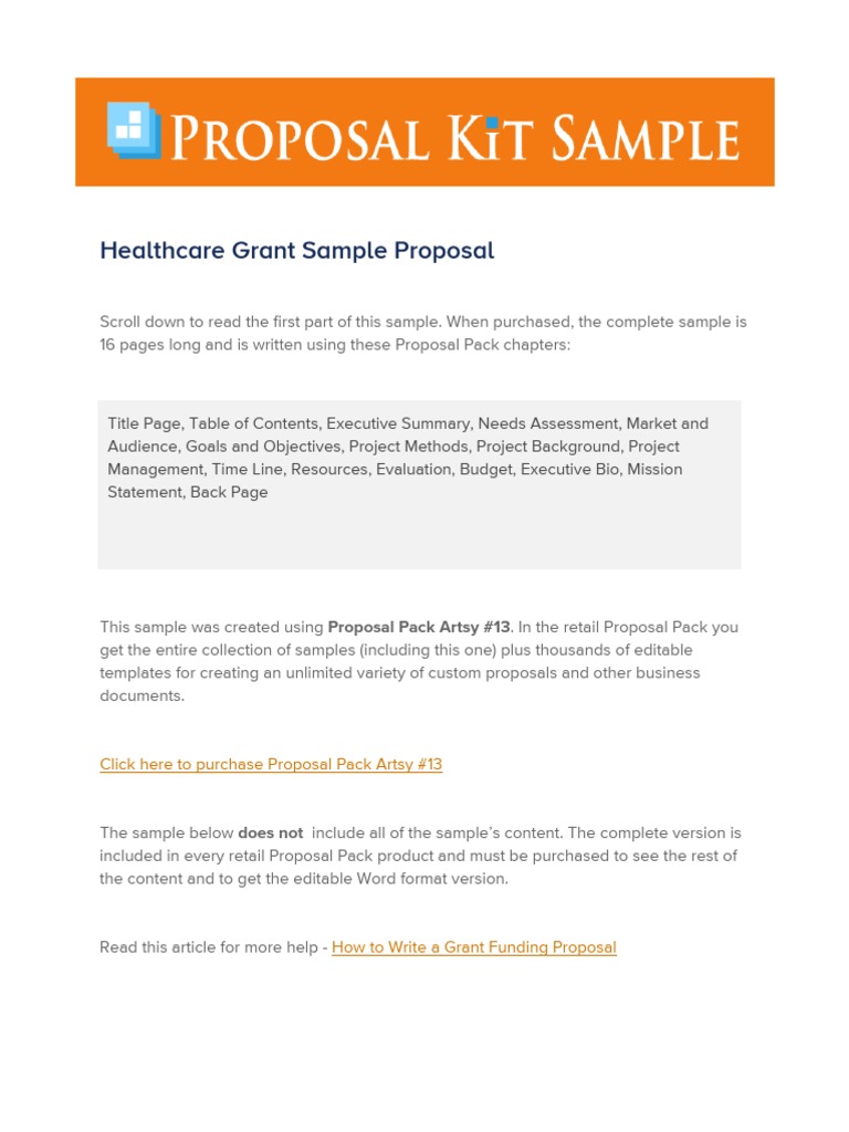 Child Healthcare Grant Proposal | PDF | Malnutrition