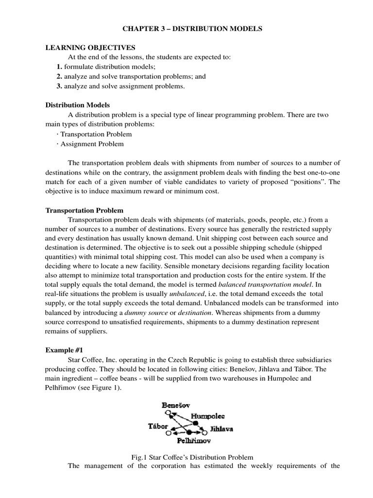 Management Science Module - Chapter 3 Distribution Model | PDF | Mathematics | Applied Mathematics