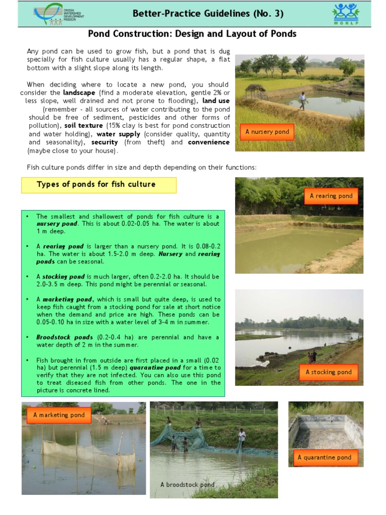 Guidelines for Pond Design and Layout | PDF | Pond | Dam