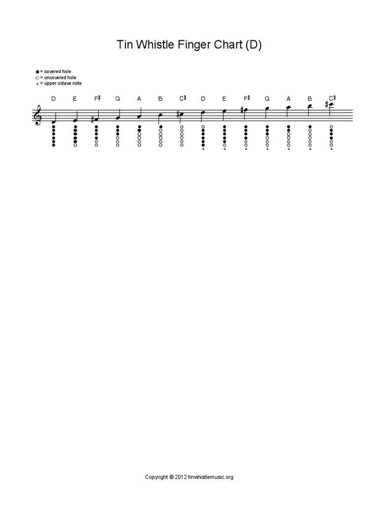 Tin Whistle Finger Chart D | PDF
