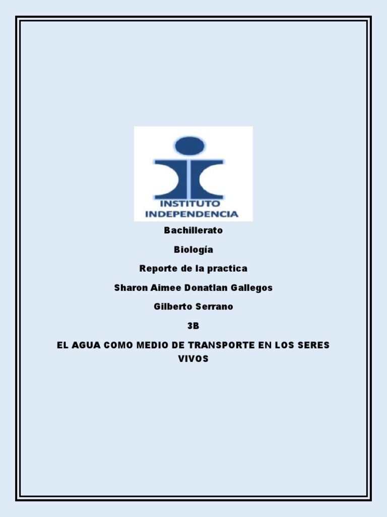 Reporte de Practica Bio | PDF | Agua | Tallo de la planta