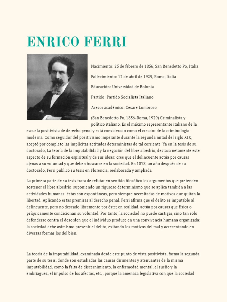 ENRICO Ferri | PDF | Derecho penal | Teorías filosóficas