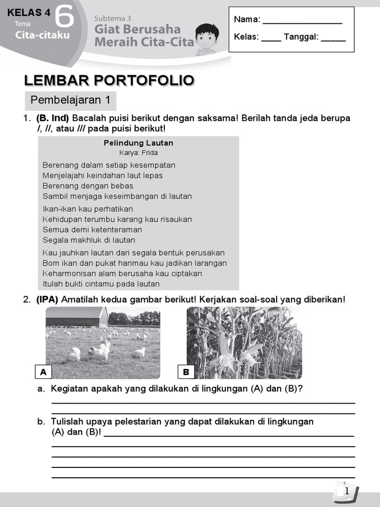 LEMBAR PORTOFOLIO BUPENA 4C Tema 6 Sub 3 | PDF