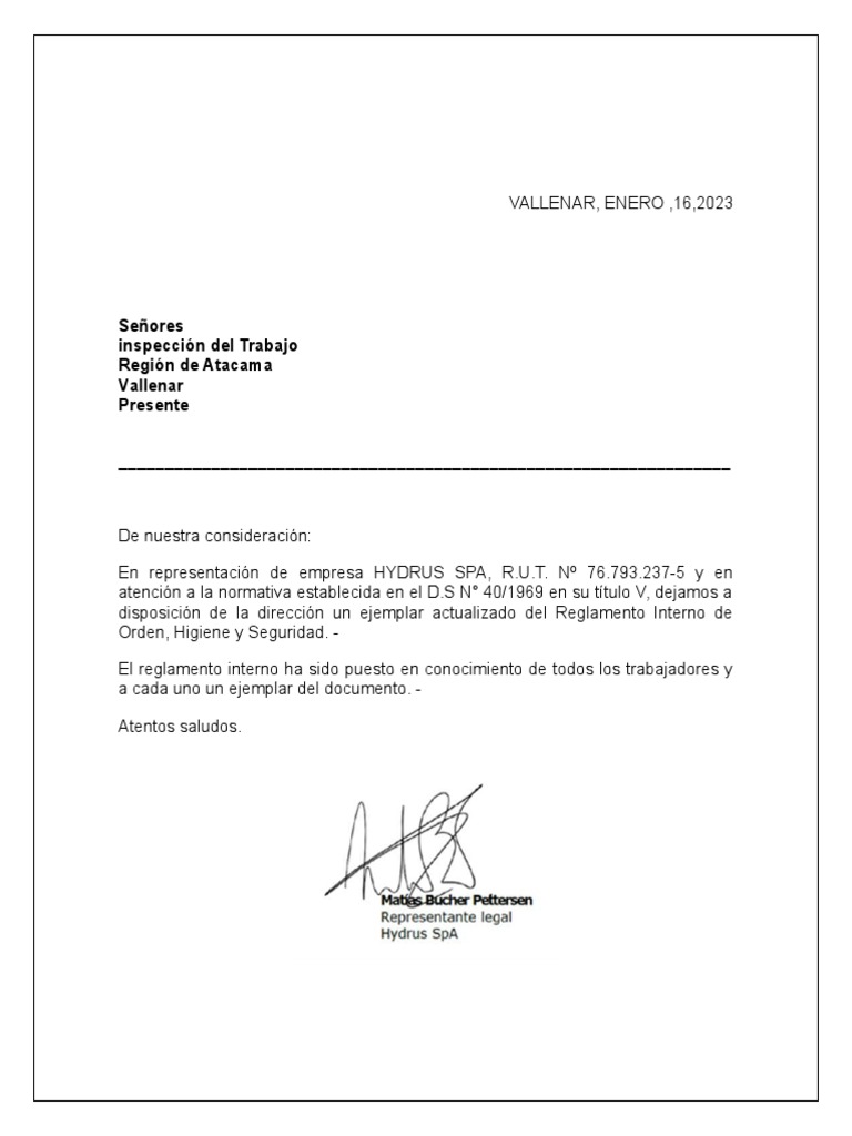 Carta Inspeccion Del Trabajo | PDF