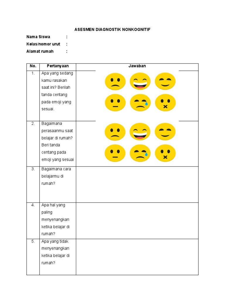 Asesmen Diagnostik Nonkognitif KLS Xi | PDF