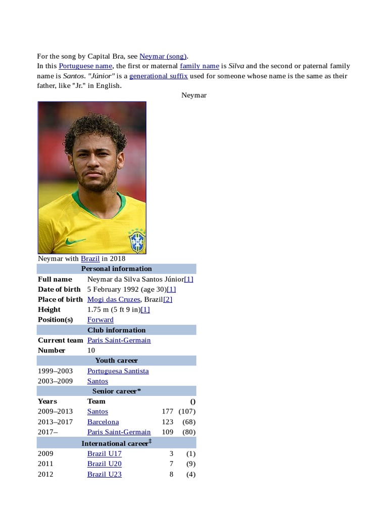 A Story About Neymar | PDF | Athletic Sports | Sports Competitions