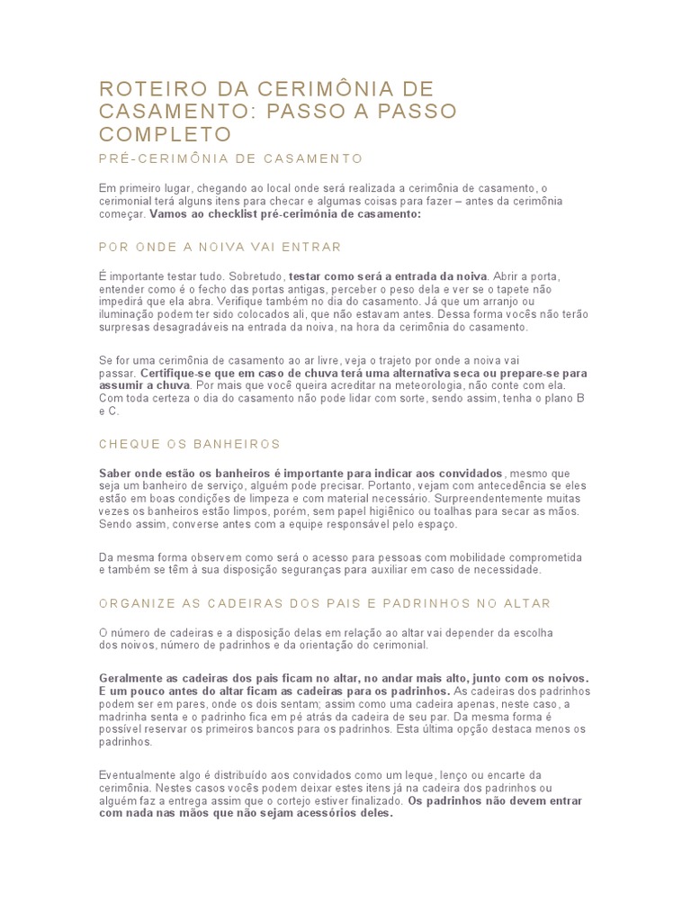 Roteiro Da Cerimônia de Casamento | PDF | Tempo | Família