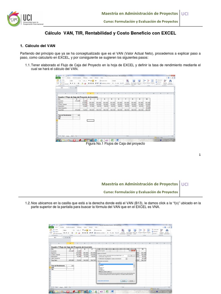 Cálculo VAN, TIR, Rentabilidad y Costo Beneficio Con EXCEL | PDF