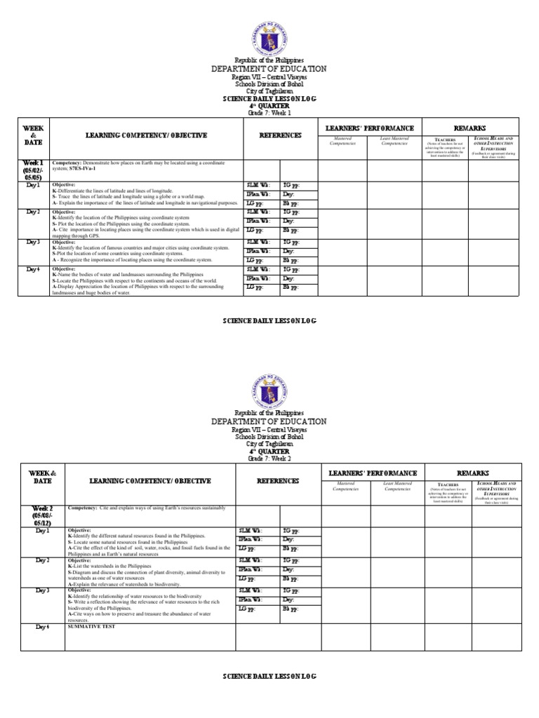 Science DLL Grade 7 - Quarter 4 | PDF