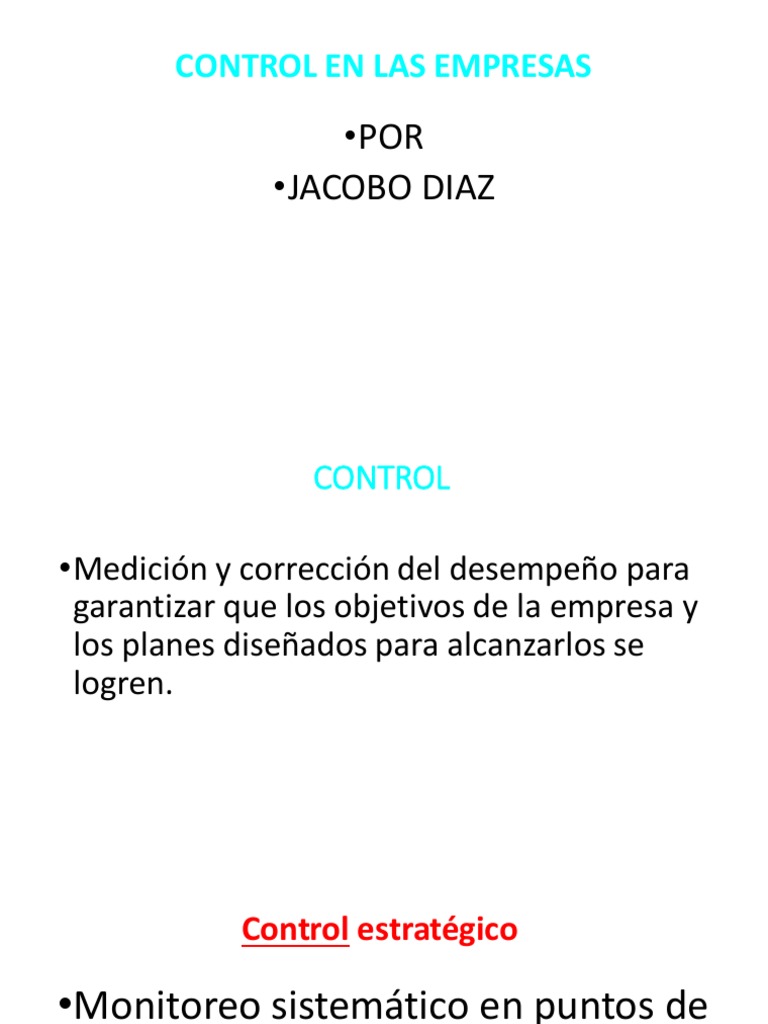 Control Empresarial: Estrategias y Métodos | PDF | Planificación ...