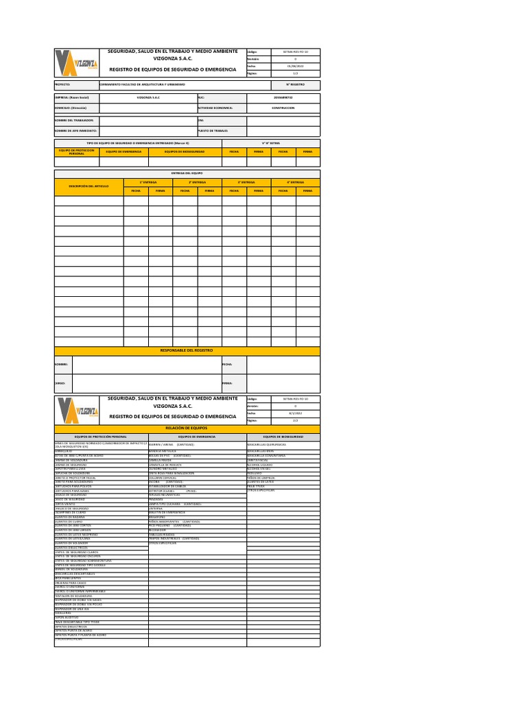 Registro de Entrega de Epps Arquitectura | PDF | Acero | Equipo de protección personal