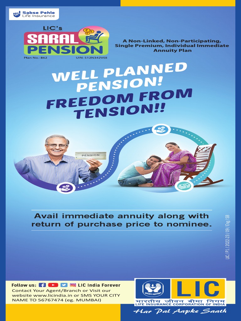 Jeevan Saral Plan No 862 Sales Brochure | PDF | Annuity (European) | Brain Tumor