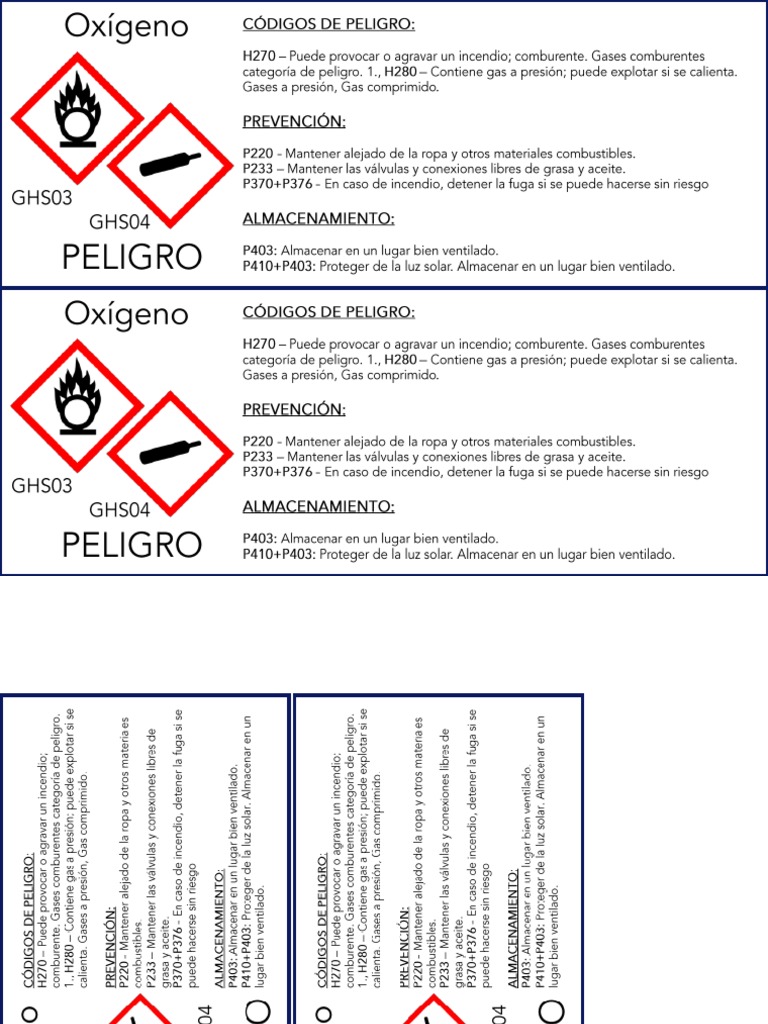 Etiqueta Oxígeno | PDF