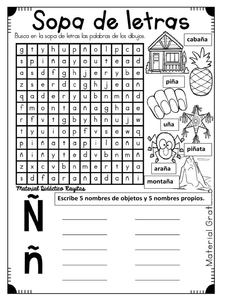 Actividad Con La Letra Ñ | PDF | Artes del Lenguaje y Comunicación ...