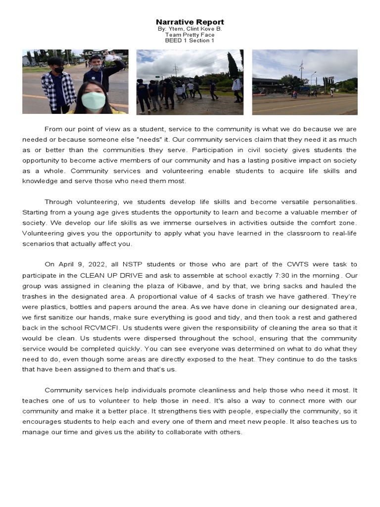 Narrative Report - NSTP 2nd Sem Chapter 4 | PDF | Cognitive Science ...