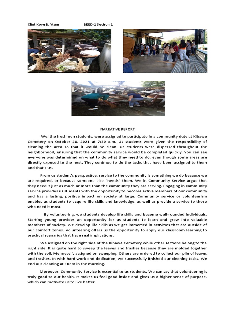 NSTP Narrative Clint BEED-1 | PDF