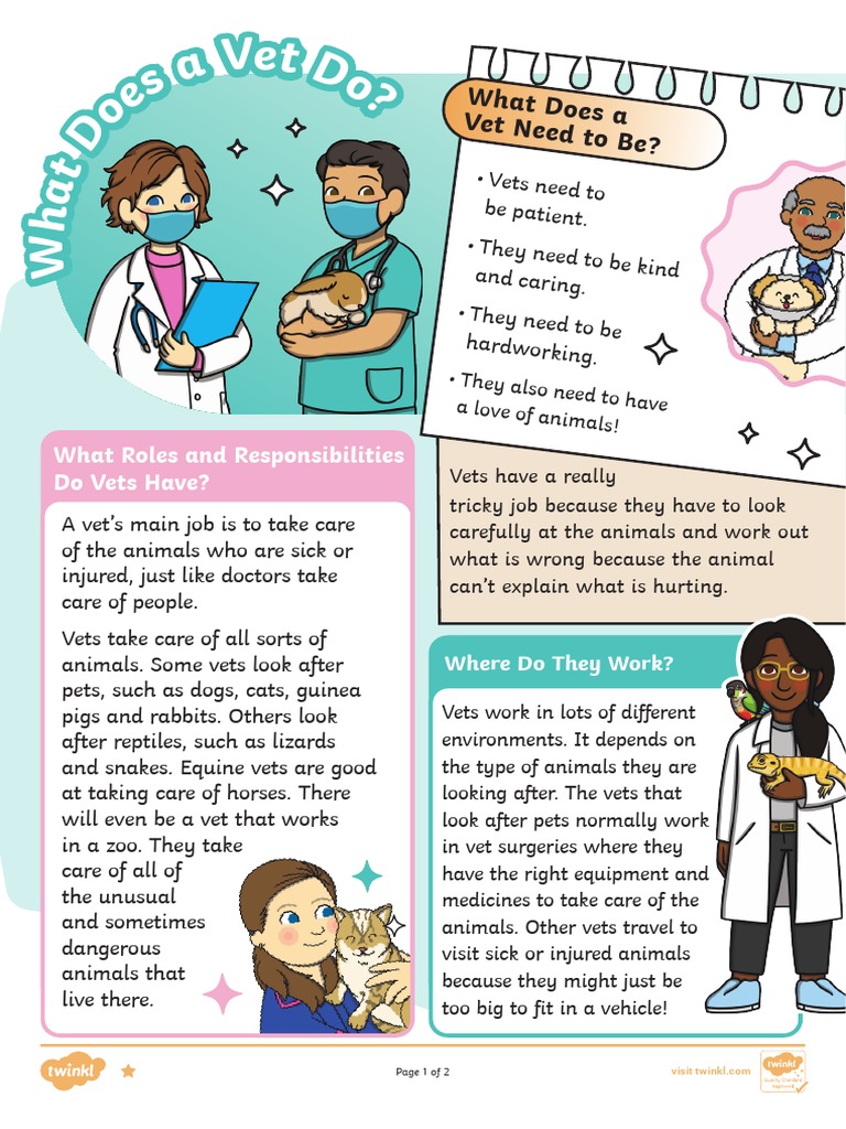 What Does A Vet Do Differentiated Reading Comprehension Activity | PDF ...