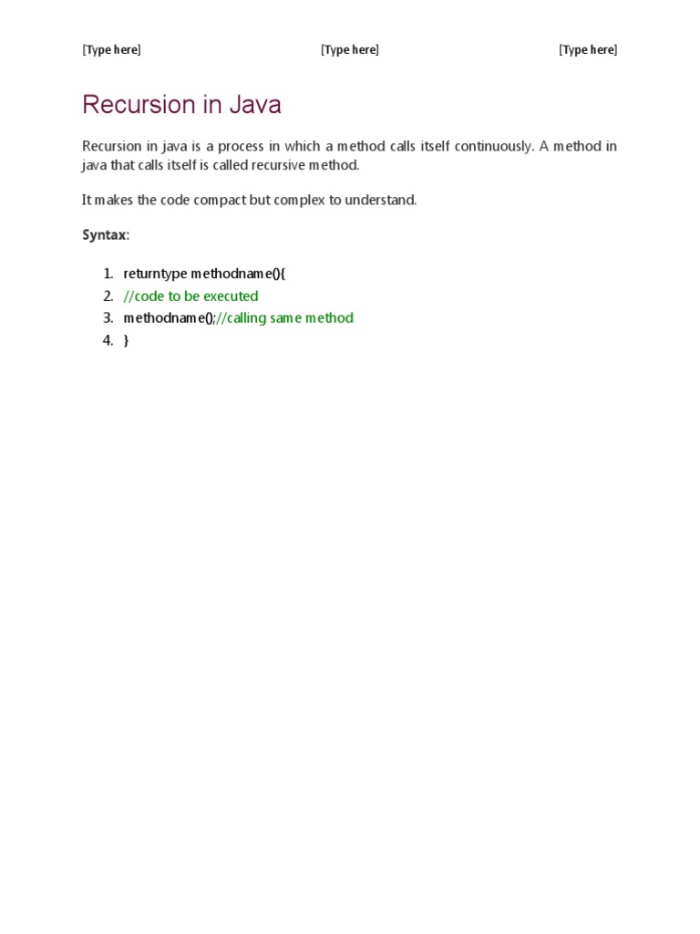 Recursion in Java | PDF