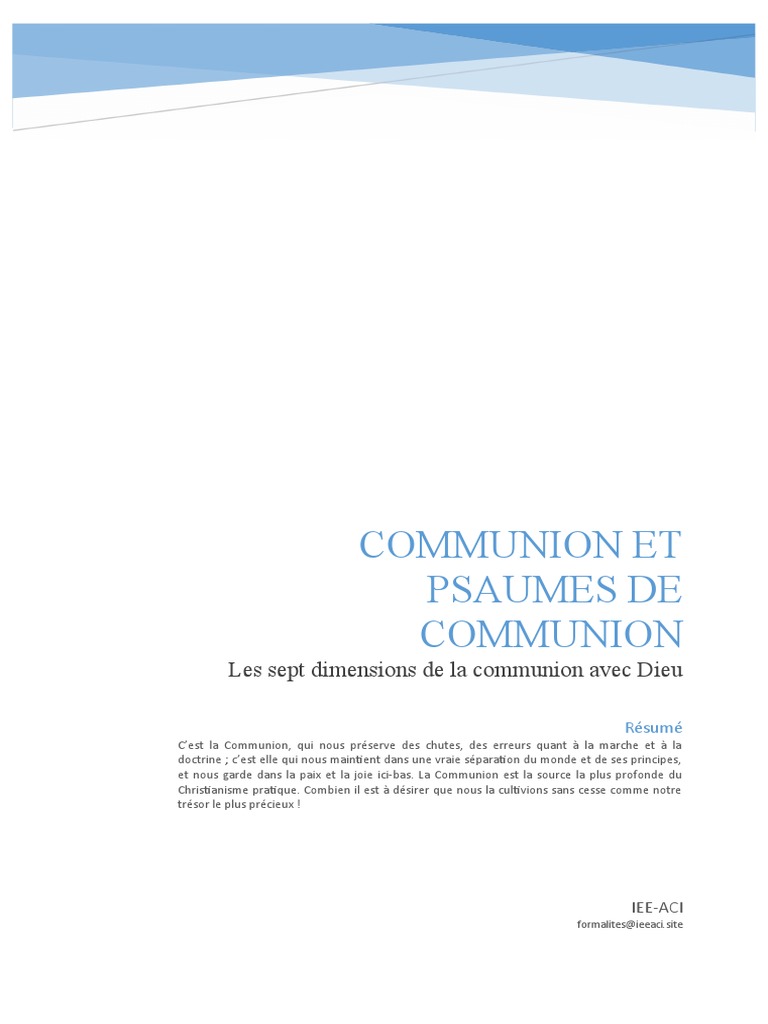 Les Psaumes de Communion | PDF | Jésus | Eucharistie