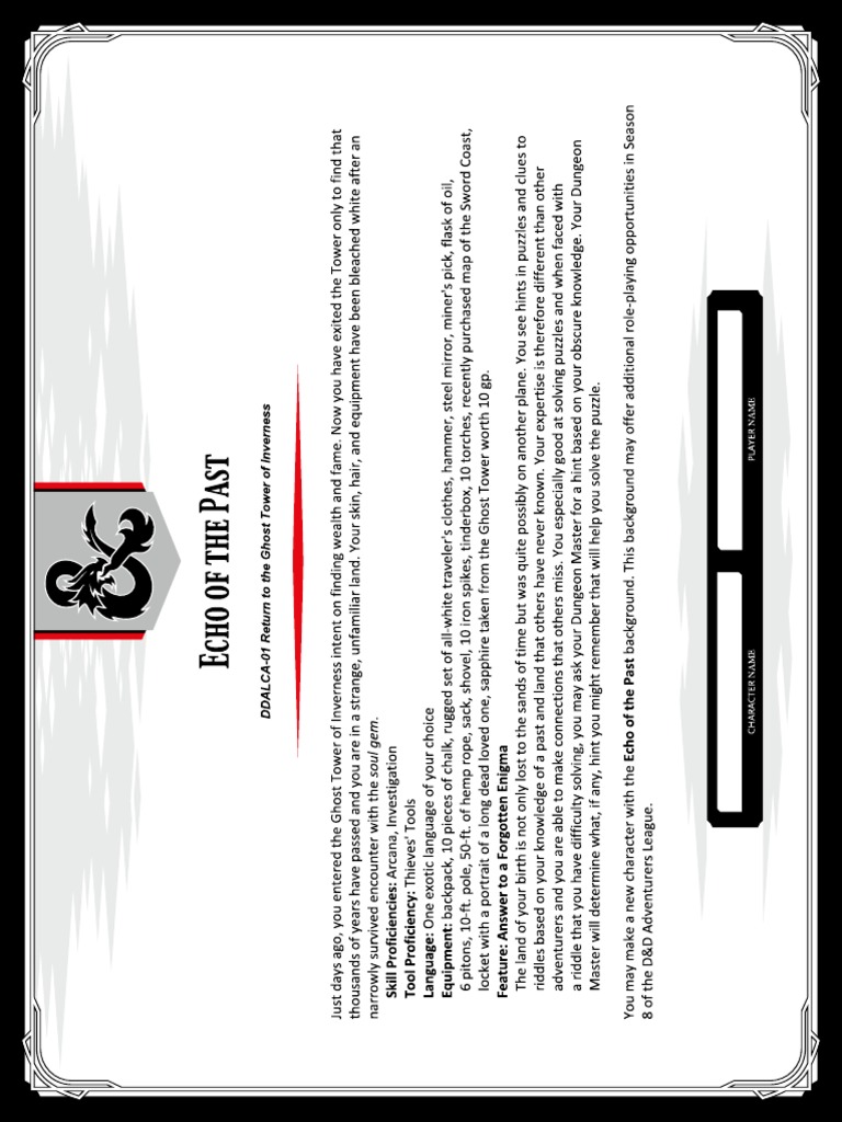 DDALCA-01 - Return To The Ghost Tower of Inverness (CERT) | PDF